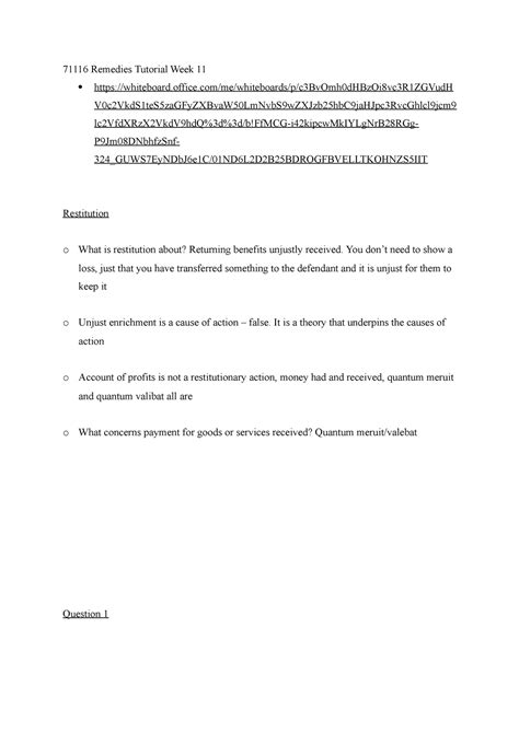 Remedies Tut Wk11 Detailed Notes With Case Summaries Legislation And