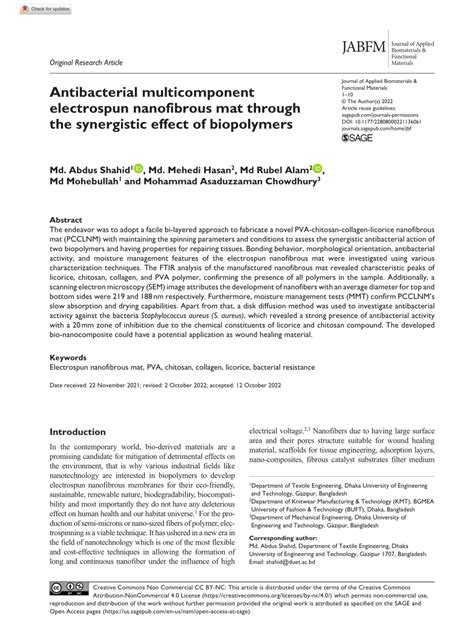 Pdf Antibacterial Multicomponent Electrospun Nanofibrous Mat Through