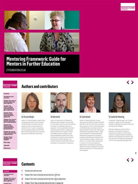 Etf Mentoring Framework Guide For Mentors In Further Education Pdf Mentorship Communication