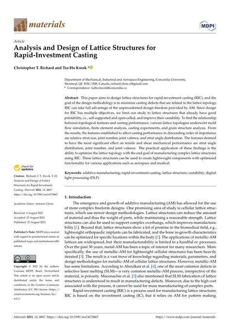 pdf analysis and design of lattice structures for rapid investment