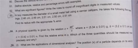 51 Define Absolute Relative And Percentage Errors With Examples52 Wh