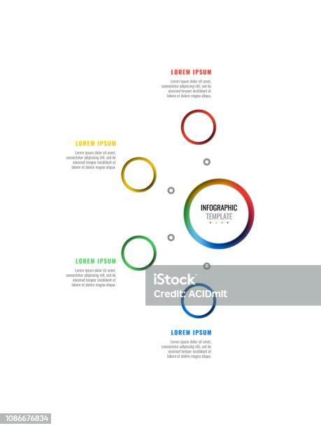 수직 4 단계 라운드 3d 현실적인 요소와 레이아웃 Infographic 서식 파일을 디자인합니다 안내 책자 배너 연례 보고서에