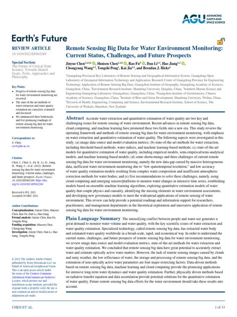 Remotesensingbigdataforwaterenvironmentmoni Pdf Remote