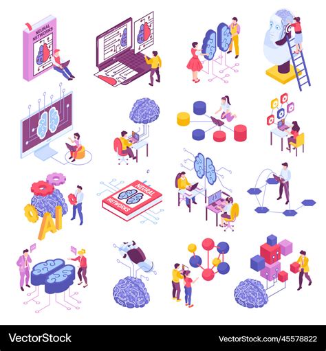 Neural Network Programmer Set Royalty Free Vector Image