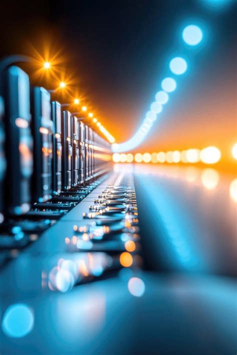 Abstract Close Up Of Circuit Board With Glowing Lights And Bokeh Effect Stock Illustration