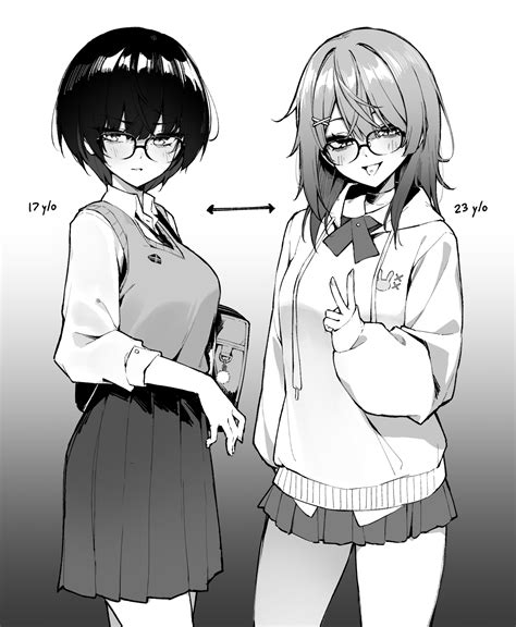 Seion Original Highres 2girls Age Difference Arrow Symbol Bag