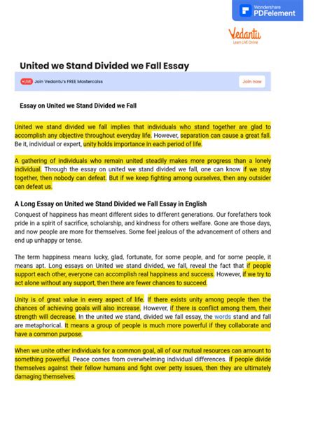 United We Stand Divided We Fall Pdf