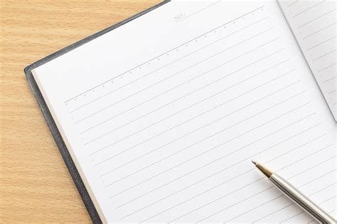 Open Notebook With Blank Page And Pen Stock Photo At Vecteezy