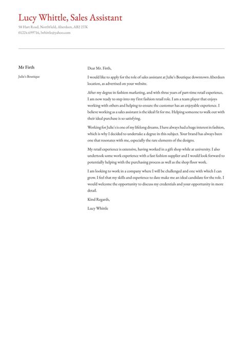 Looking Good Tips About Sales Assistant Cover Letter Samples Sample