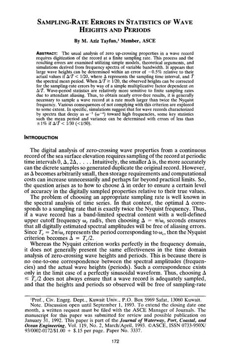 PDF Sampling Rate Errors In Statistics Of Wave Heights And Periods