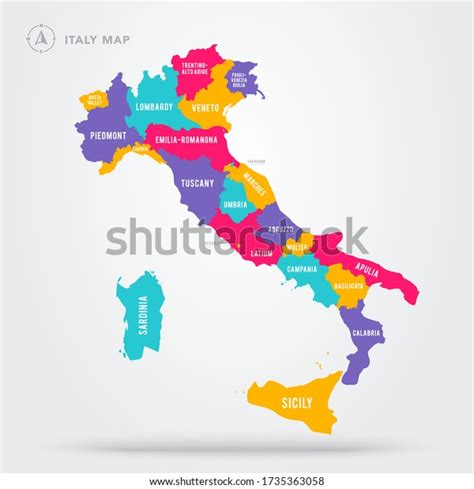 Italy Map With Regions Photos And Images Pictures Shutterstock