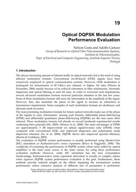 Pdf Optical Dqpsk Modulation Performance Evaluation Dokumen Tips