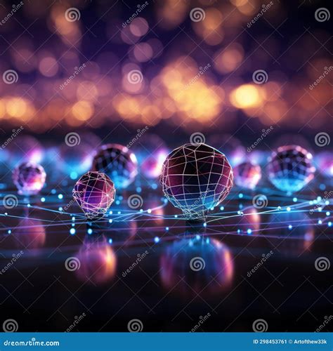 Global Connectivity Interconnected Wireframe Spheres In Vibrant