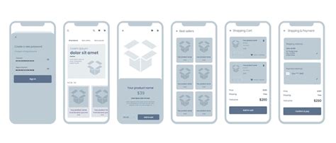 Premium Vector Mobile Application Ui Design Wireframes Template Vector