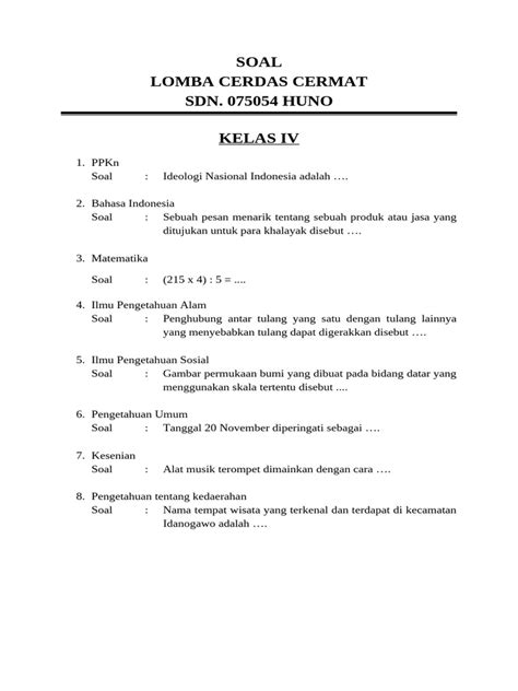 Soal Lomba Cerdas Cermat Copy Pdf Soal Lomba Cerdas Cermat Copy Pdf