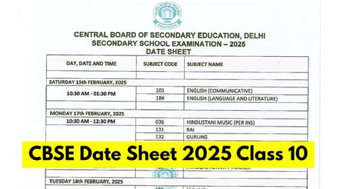 Cbse 10th Class Exam Date 2025 [dates Announced] Cbse Board