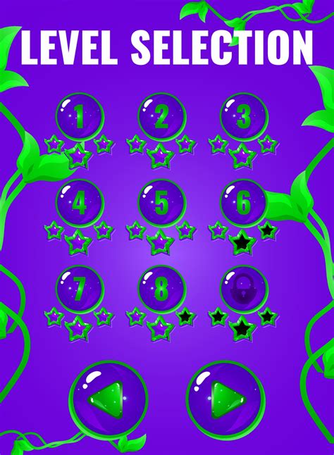 Portrait Nature Game Ui Level Selection Interface For Gui Asset Elements Vector Illustration
