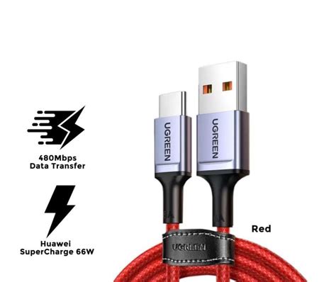 Promo Cable USB Type C UGREEN 6A 66W SuperCharge QC 3 0 Fast Charging Kabel 1m Red Diskon 17