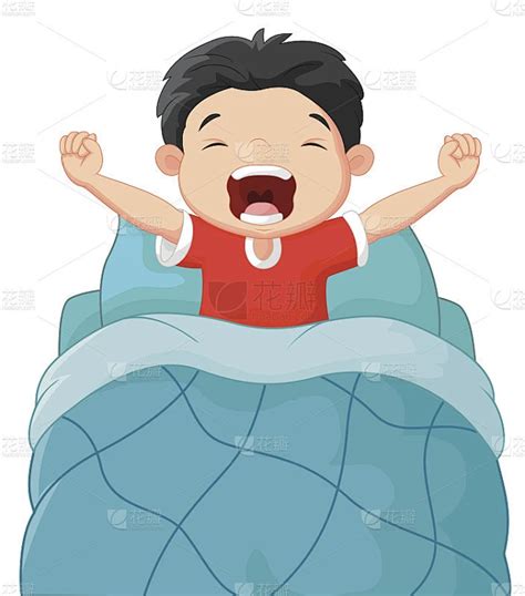 卡通儿童醒来素材 花瓣网