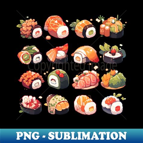 cute sushi anime food pixel art aesthetic sublimation digi inspire