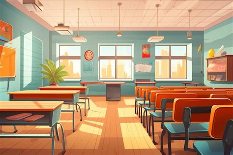 Cartoon Classroom Background Images Premium Ai Generated Image