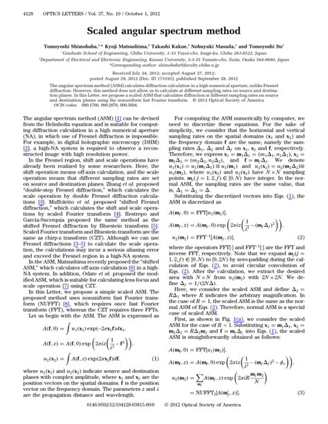 Scaled Angular Spectrum Method High Na Diffraction Calculation