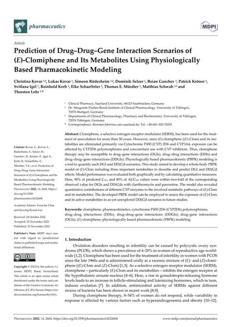 Pdf Prediction Of Drug Drug Gene Interaction Scenarios Of E