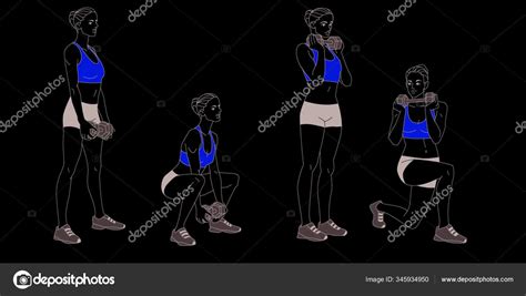 Girl Doing Sports Exercises Dumbbells Isolated White Background Vector