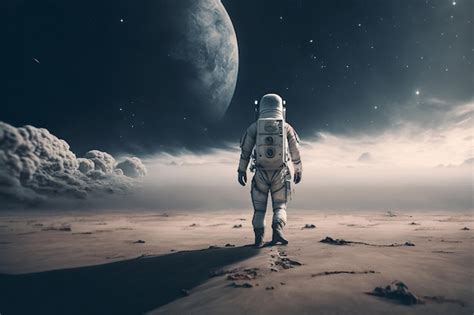 Premium Ai Image Generative Ai Astronaut Exploring Planet Watching Outer Space