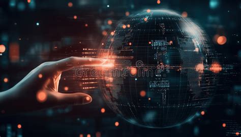 Interactive Ui With Hand Selecting And Pressing Big Data Symbol In A Modern World And Globe