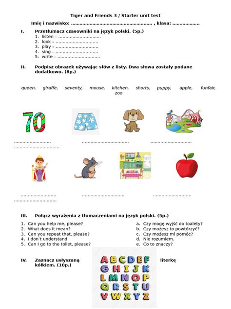 Starter Unit Test Pdf