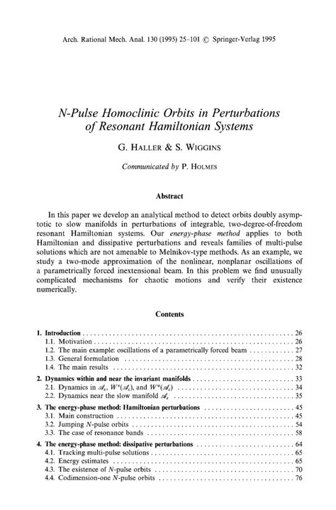 Pdf N Pulse Homoclinic Orbits In Perturbations Of Resonant