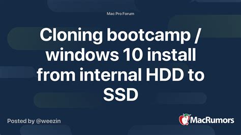 cloning bootcamp windows 10 install from internal hdd to ssd