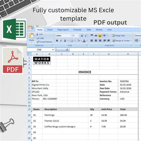 Excel Invoice Template Invoice Template Customizable Digital Download Professional Invoice