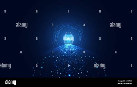 Abstract Cyber Security With Padlock Blue Circle Technology Future Cyber Background Stock Vector