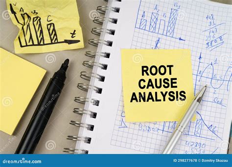 On The Table There Is A Notepad With Notes And Sticky Notes With The Inscription Root Cause