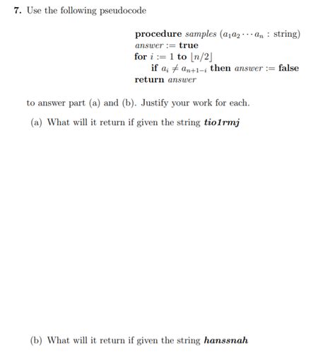 Solved 7 Use The Following Pseudocode Procedure Samples
