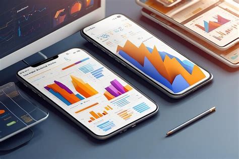 Premium Ai Image Online Statistics And Data Analytics Isometric Application Business Graph And