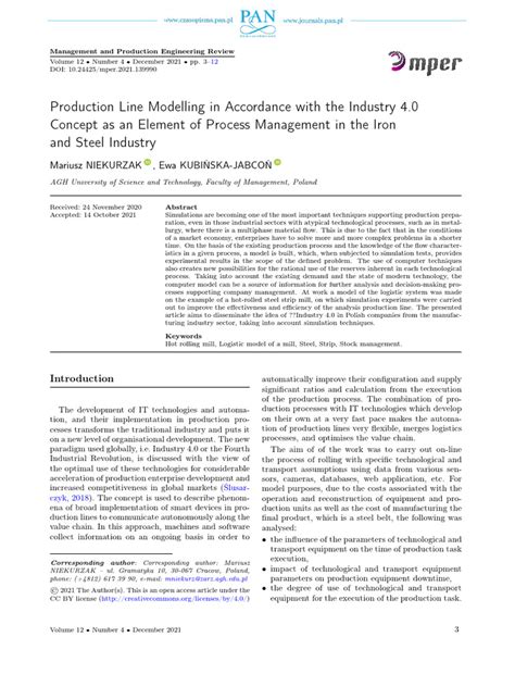 5 Production Line Modelling In Accordance With The Industry 4 0 Concept As An Element Of