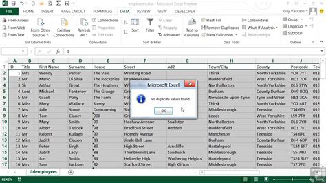 Microsoft Excel 2013 Tutorial Removing Duplicate Entries In The Data Youtube