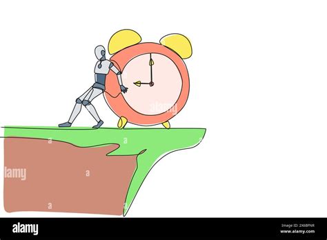 Single Continuous Line Drawing Robot Pushes Giant Alarm Clock Down The