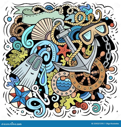 Nautical Cartoon Vector Illustration Stock Vector Illustration Of