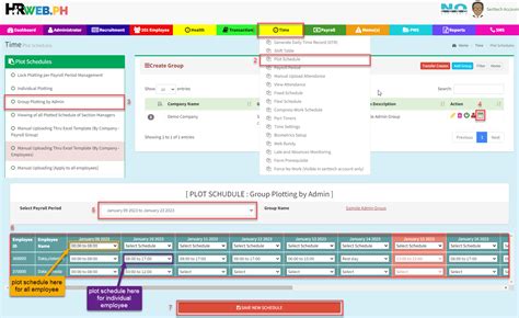 hrweb ph help center how to plot schedule in group plotting by admin