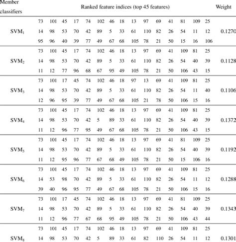 Optimal Feature Subsets And Voting Weights For Each Member Classifier