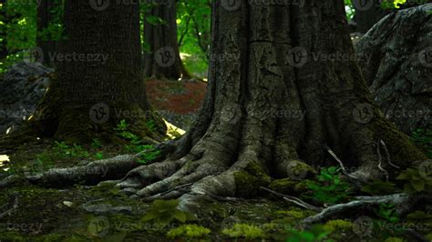 Large And Long Tree Roots With Moss 17279856 Stock Photo At Vecteezy