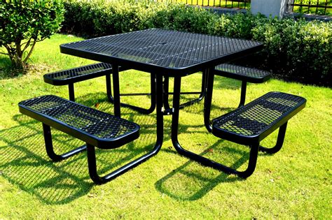 Lifeyard 46 Steel Square Picnic Table Expanded Metal Outdoor Table