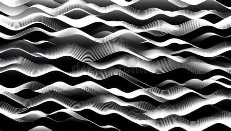 Dynamic Black And White Wave Patterns Create A Mesmerizing Visual Rhythm Stock Illustration