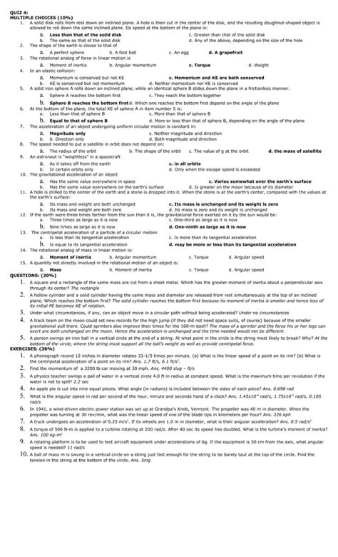 quiz 4 ece a doc physics science