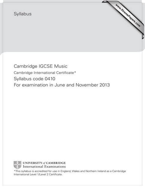 Cambridge Igcse Music Syllabus 0410 2013