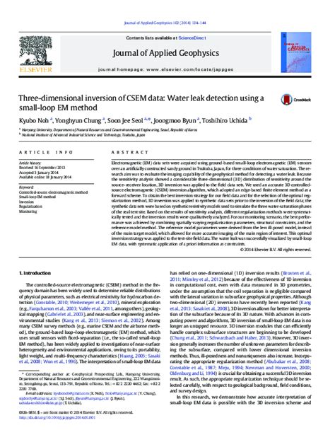 Pdf Three Dimensional Inversion Of Csem Data Water Leak Detection